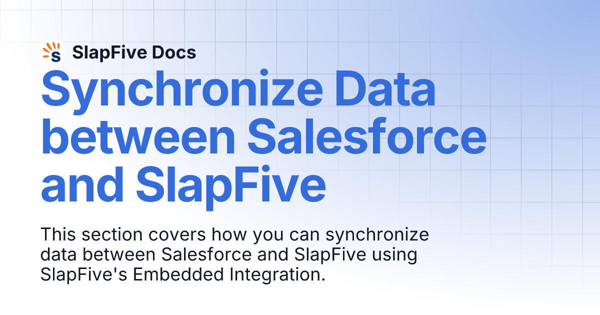Synchronize Data between Salesforce and SlapFive | SlapFive Docs